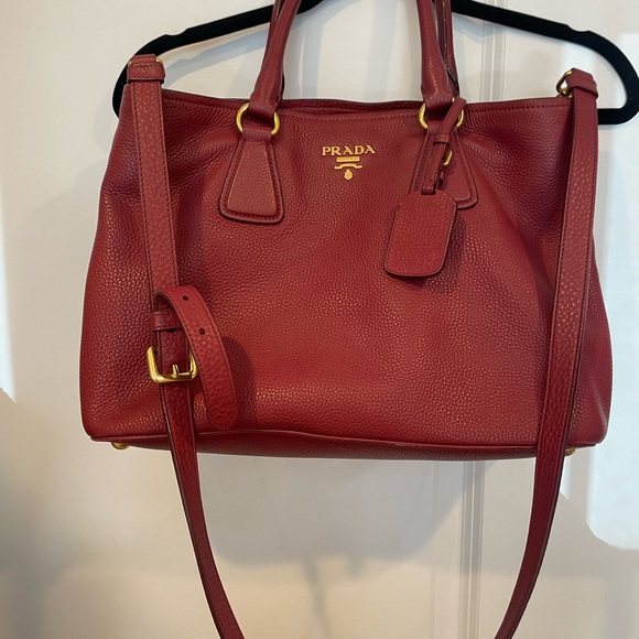 Prada | Bags | Prada Red Leather Womens Bag | Poshmark